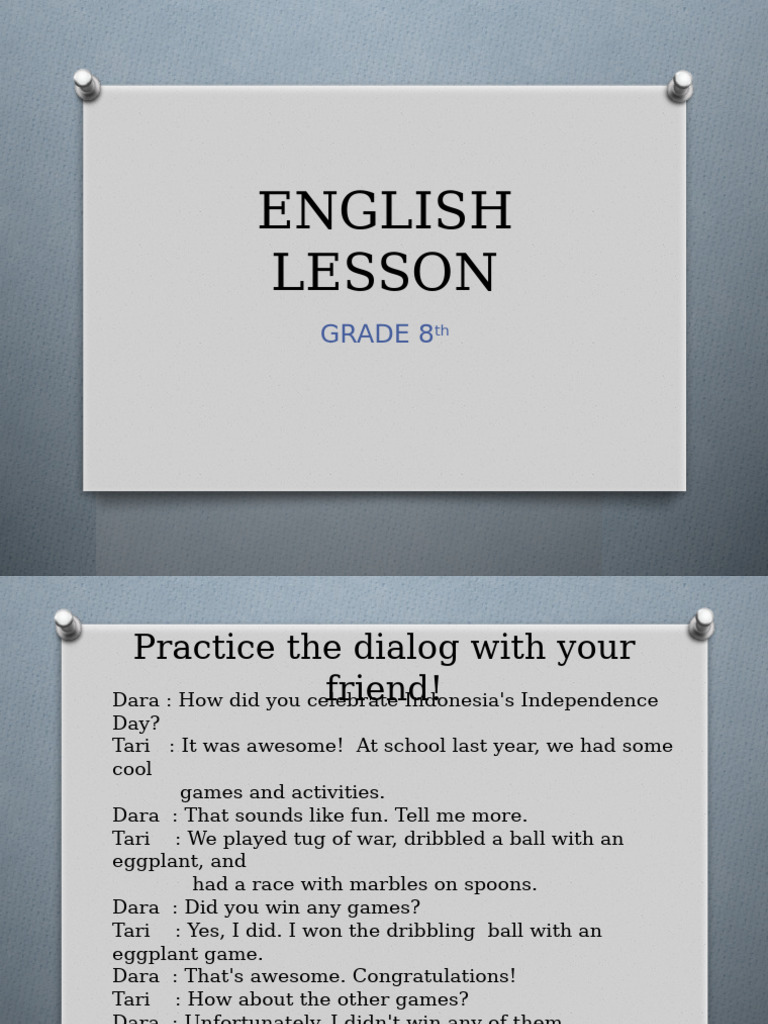 English Lesson Grade 8 Part 1 | PDF