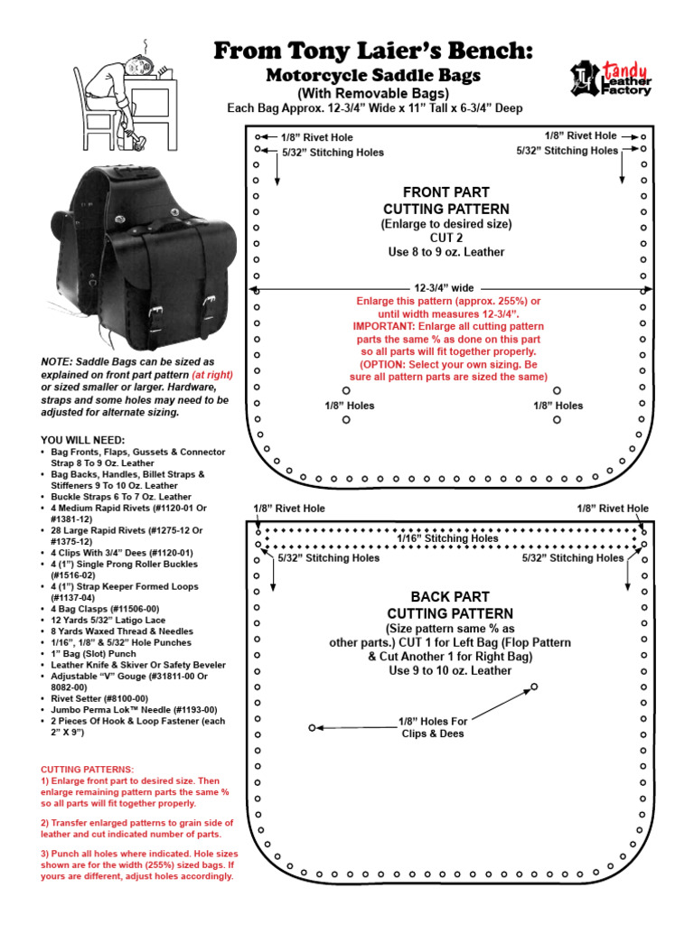 Free Motorcycle Saddle Bag Pattern | PDF | Rivet