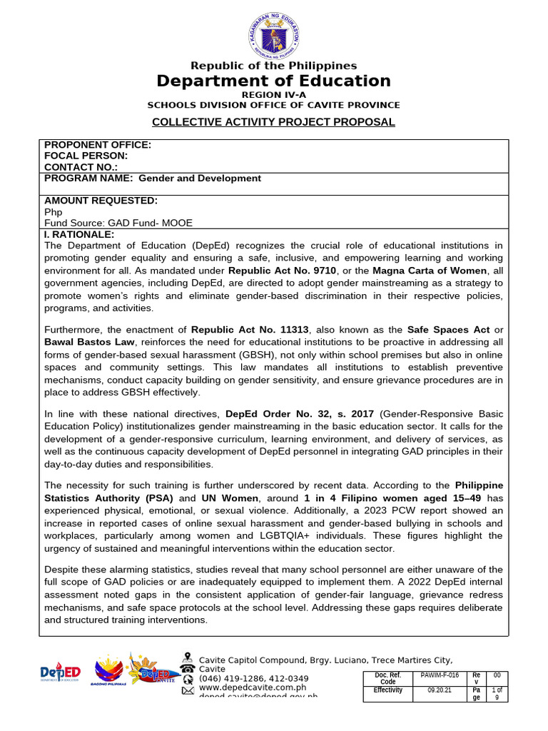 PAWIM Collective Activity Proposal-V2 - GAD Proposal for Schools- 2 ...