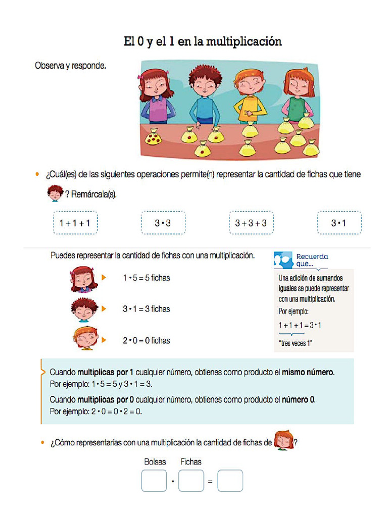Guía Multiplicación Por 0 y 1 | PDF