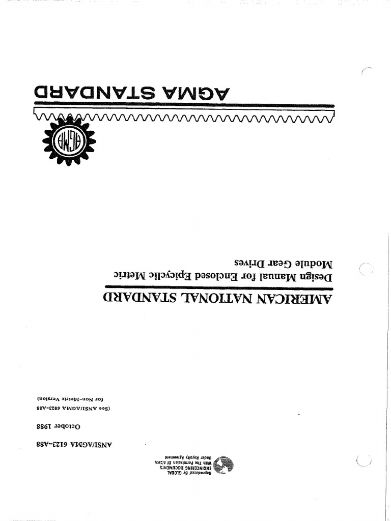 AGMA6123 A88 - 1988-Desing Manual For Enclosed Epicyclic Metric Module Gear Drives - Metric ...