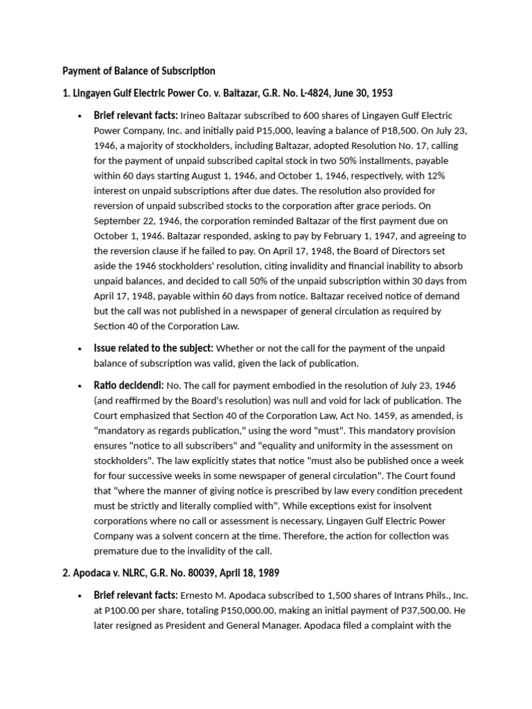 Validity of Subscription Payment Calls | PDF | Set Off (Law) | Justice
