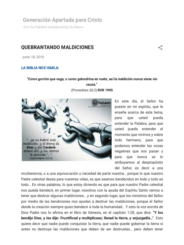 Quebrantando Maldiciones Espirituales | PDF | Satán | Bendición