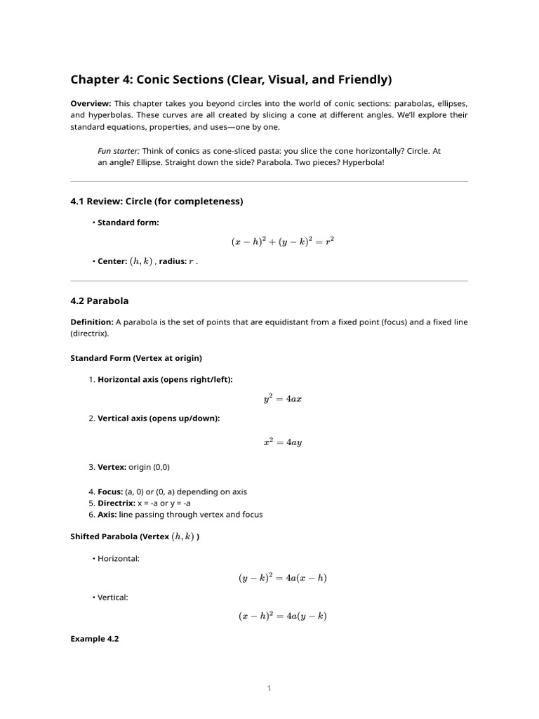 Chapter 4 Conic Sections | PDF | Ellipse | Euclidean Geometry