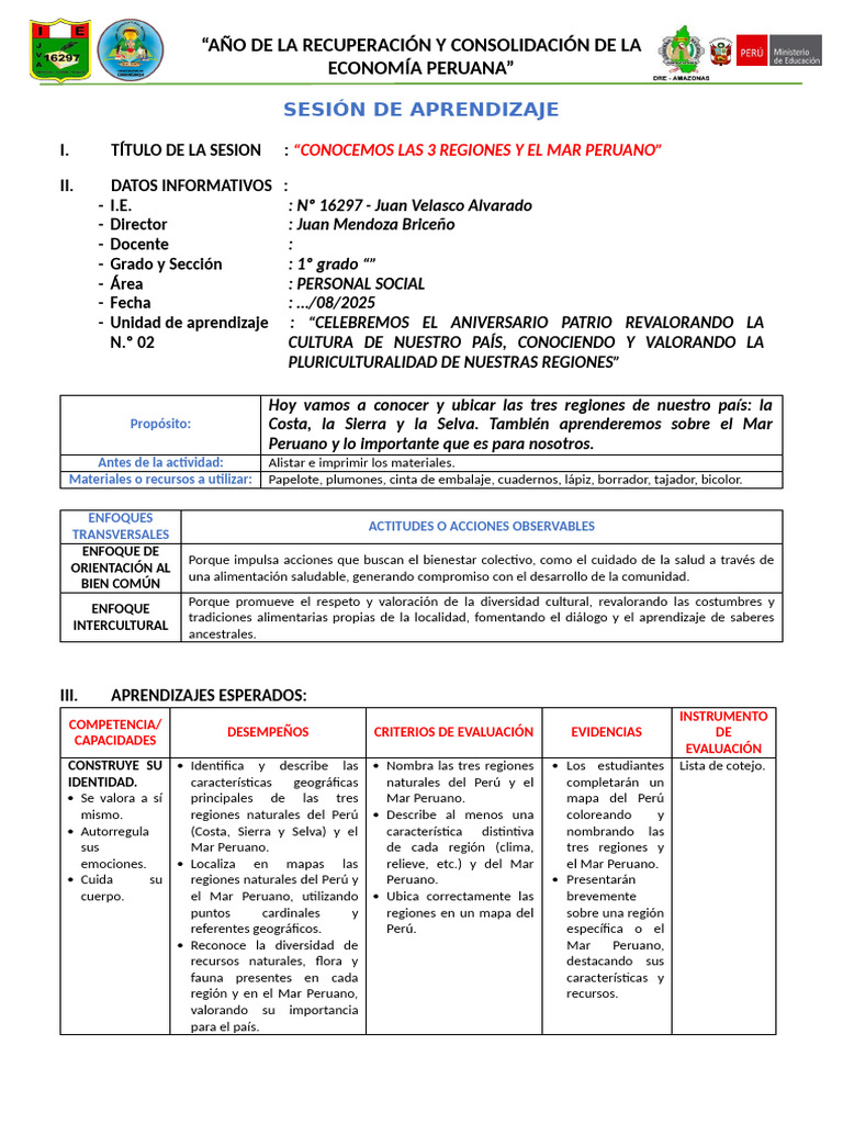 Conociendo las 3 Regiones del Perú | PDF | Perú