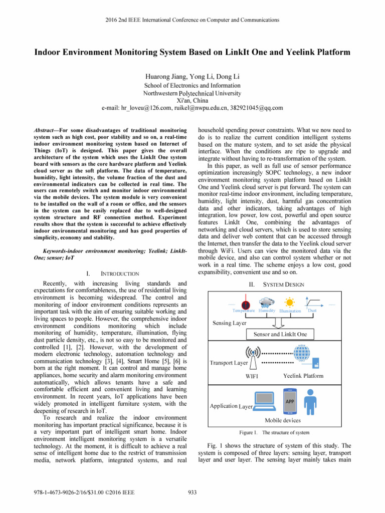 IoT Indoor Environment Monitoring System | PDF | Wi Fi | Sensor