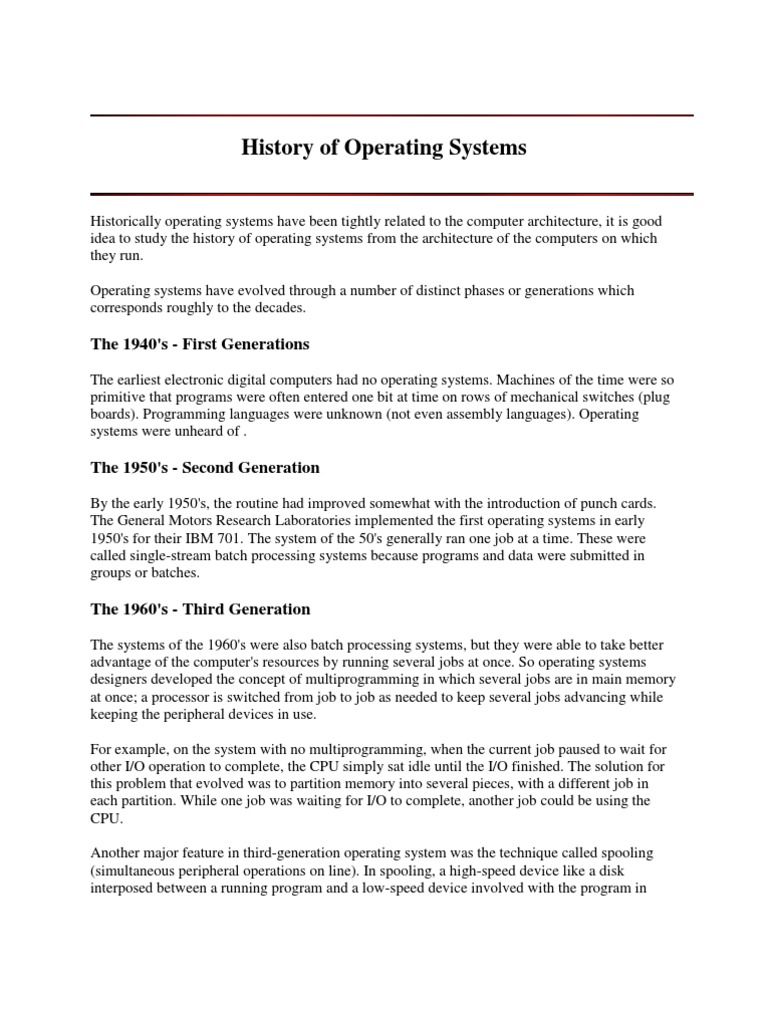 History of Operating System | PDF | Operating System | Central ...