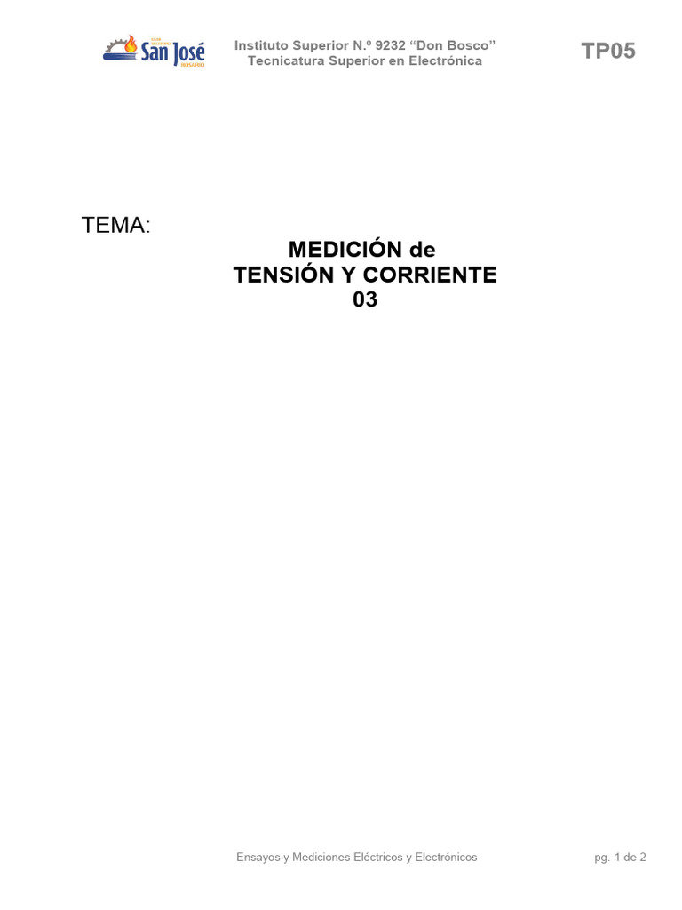 TP05 - Medición de Tensión y Corriente 03 - Ensayos y Mediciones | PDF