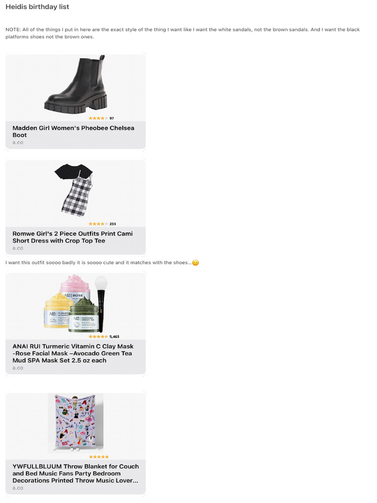 Heidis Birthday List | PDF