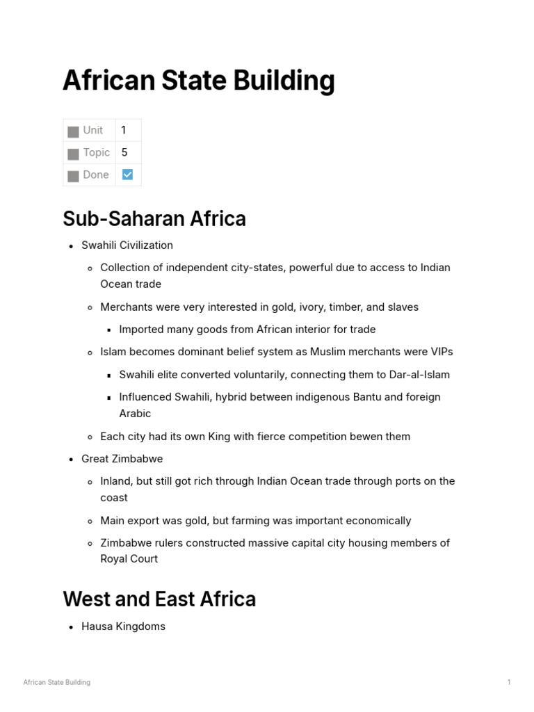 Sub-Saharan African State Building Overview | PDF