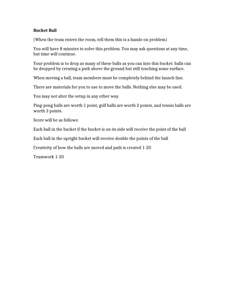 Hands On Bucket Ball | PDF