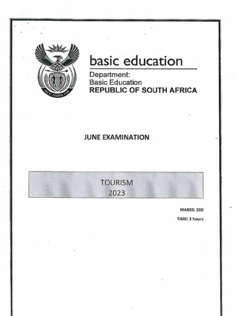 Tourism Grade 12 - Question Paper | PDF