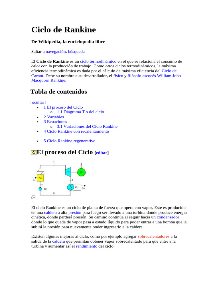 Ciclo Rankine: Fundamentos y Variaciones | PDF | Fenómenos científicos ...