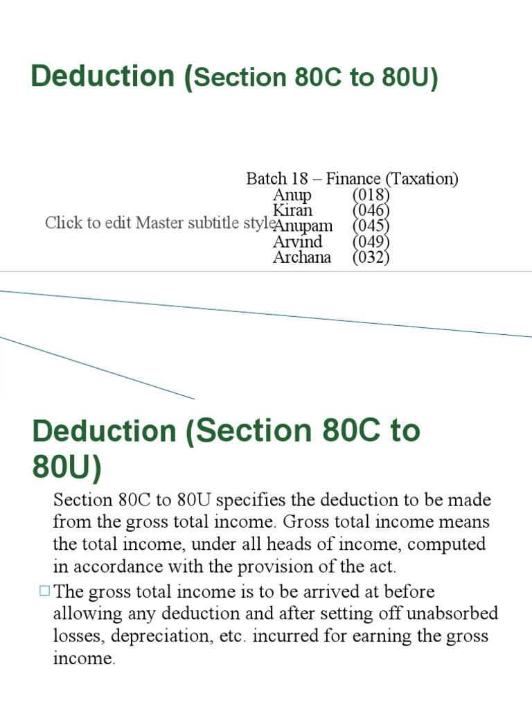 Section 80C To 80U 1 | PDF | Tax Deduction | Pension