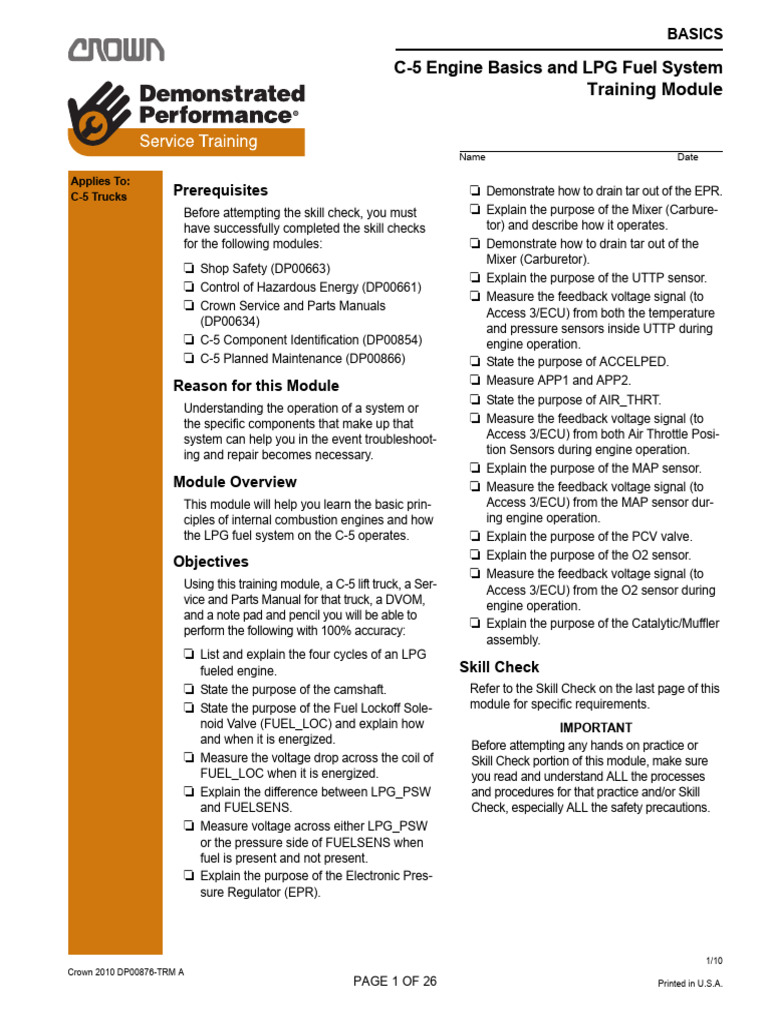 DP00876-Lpg Engine Basic Training | PDF | Throttle | Propane