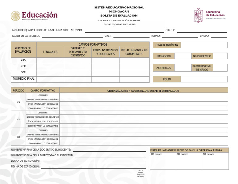 BOLETA de Segundo Grado para Editar | PDF | Cognición | Modificación de ...
