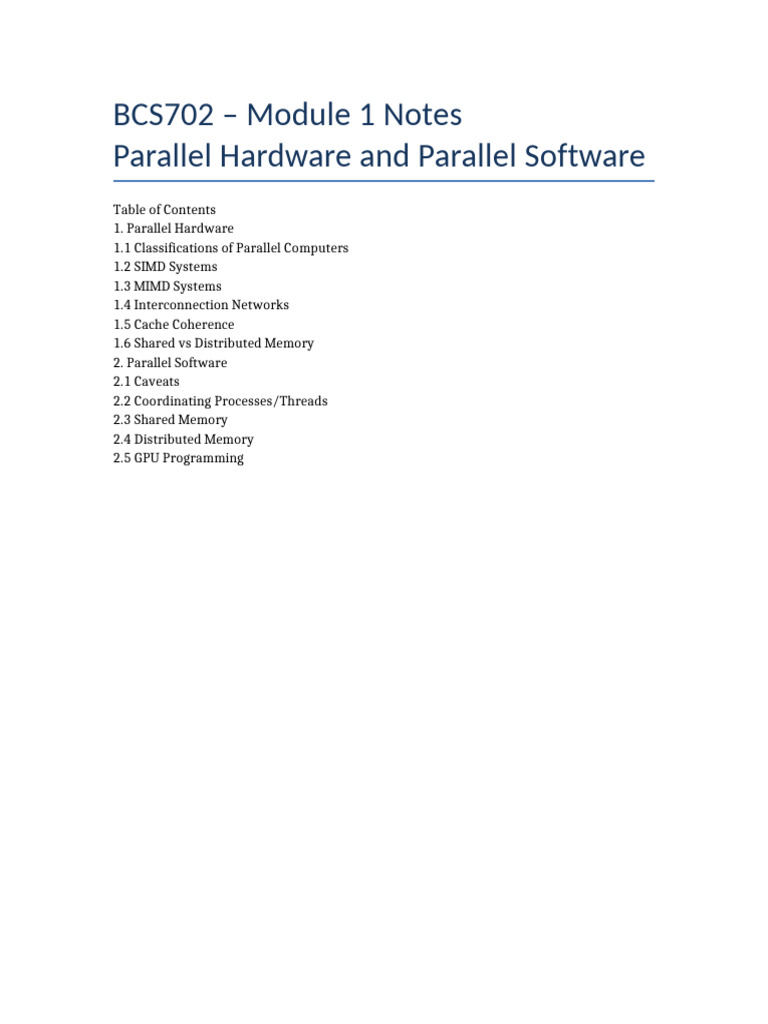 BCS702 Parallel Computing Notes | PDF | Parallel Computing | Central ...