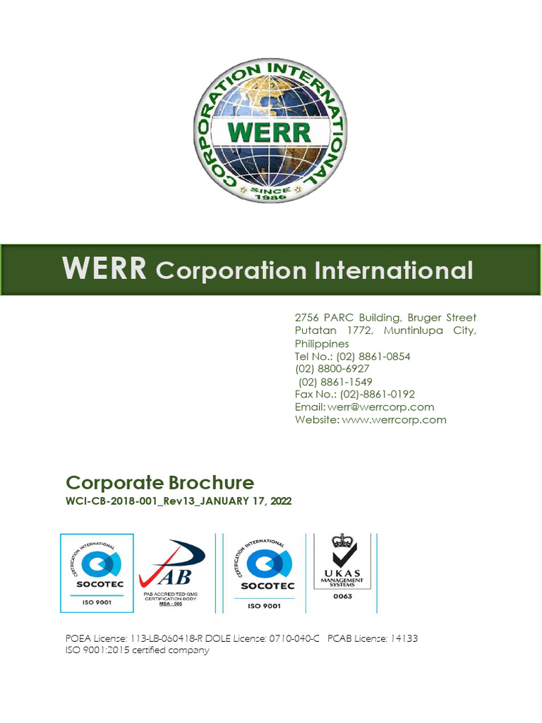 WERR Corporate Brochure - WCI-CB-2018-001 - Rev18 AUG. 2023 (1) - 1 | PDF