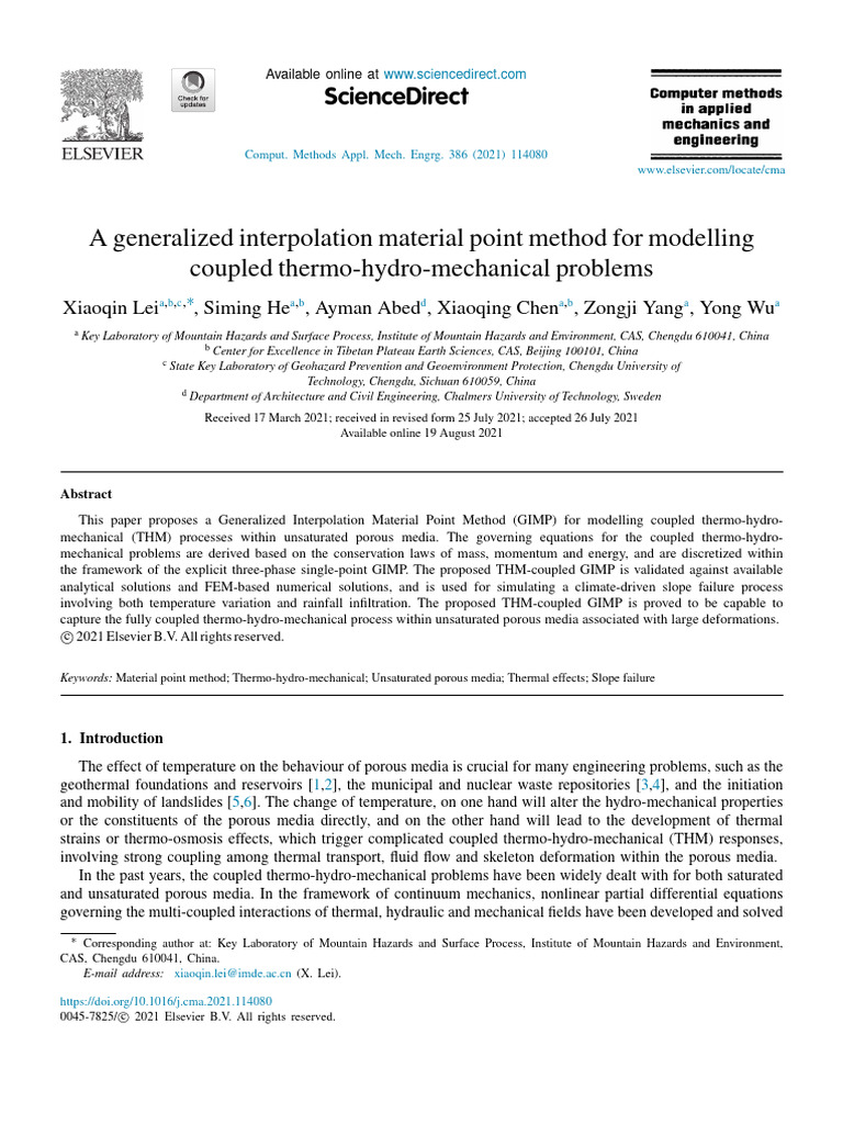 Ageneralized Interpolation Material Point Method For Modelling | PDF | Liquids | Porosity