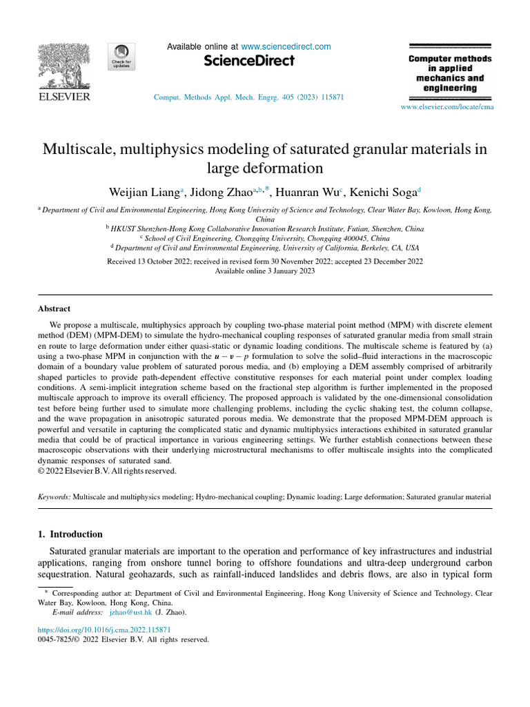 Multiscale, Multiphysics Modeling of Saturated Granular Materials in | PDF | Continuum Mechanics ...