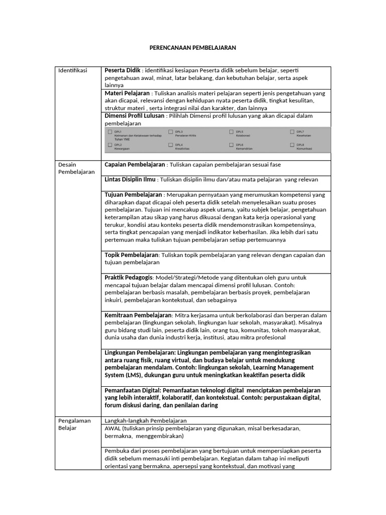 2. Format Perencanaan Pembelajaran Mendalam (Form 1) (1) | PDF