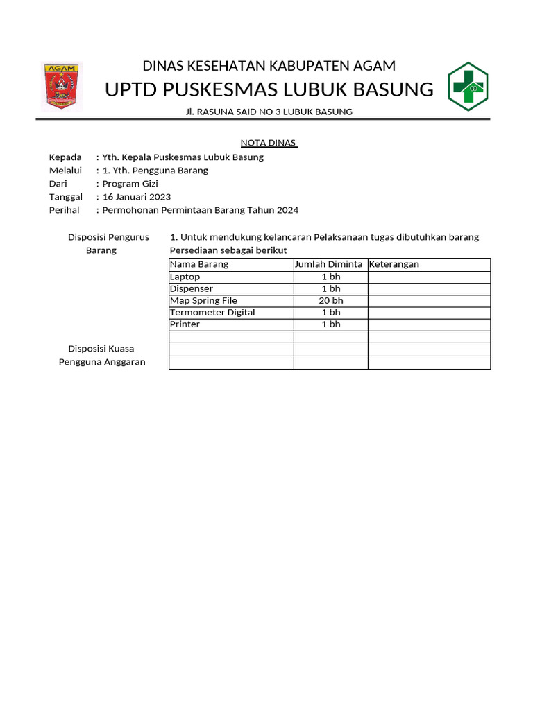 Blanko Permintaan | PDF