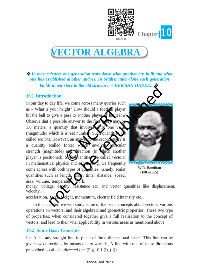 NCERT Vector Algebra Overview | PDF | Euclidean Vector | Quantity