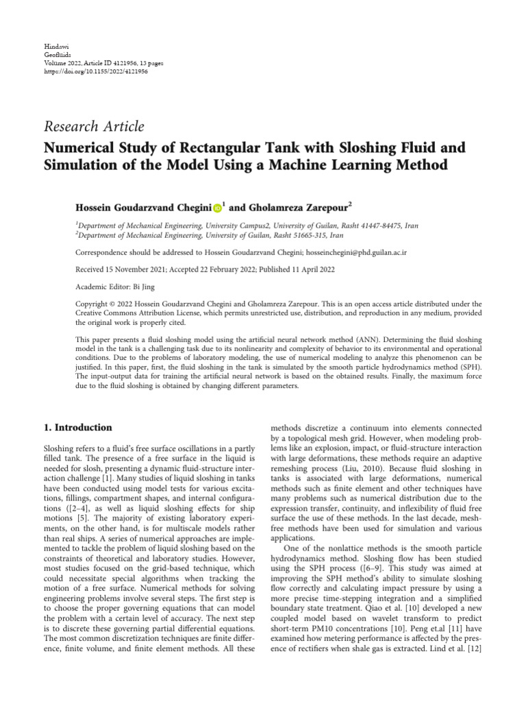 Sloshing Fluid Simulation with ANN | PDF | Fluid Dynamics ...