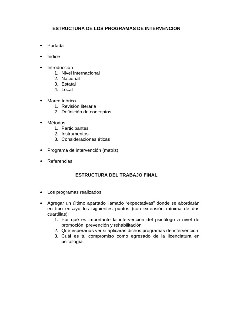 Estructura de Los Programas de Intervencion-1 | PDF
