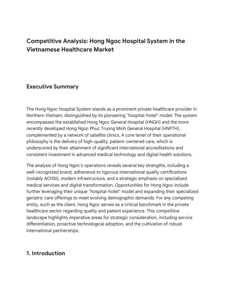 Competitive Analysis of Hong Ngoc Hospital | PDF | In Vitro ...
