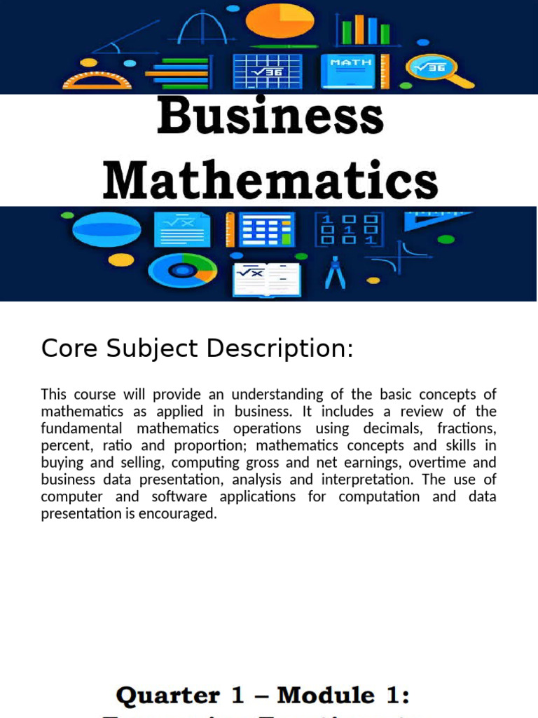 Business Math Lesson 1 | PDF