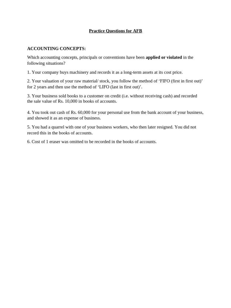 Accounting Practice Questions | PDF | Income Statement | Cost Of Goods Sold