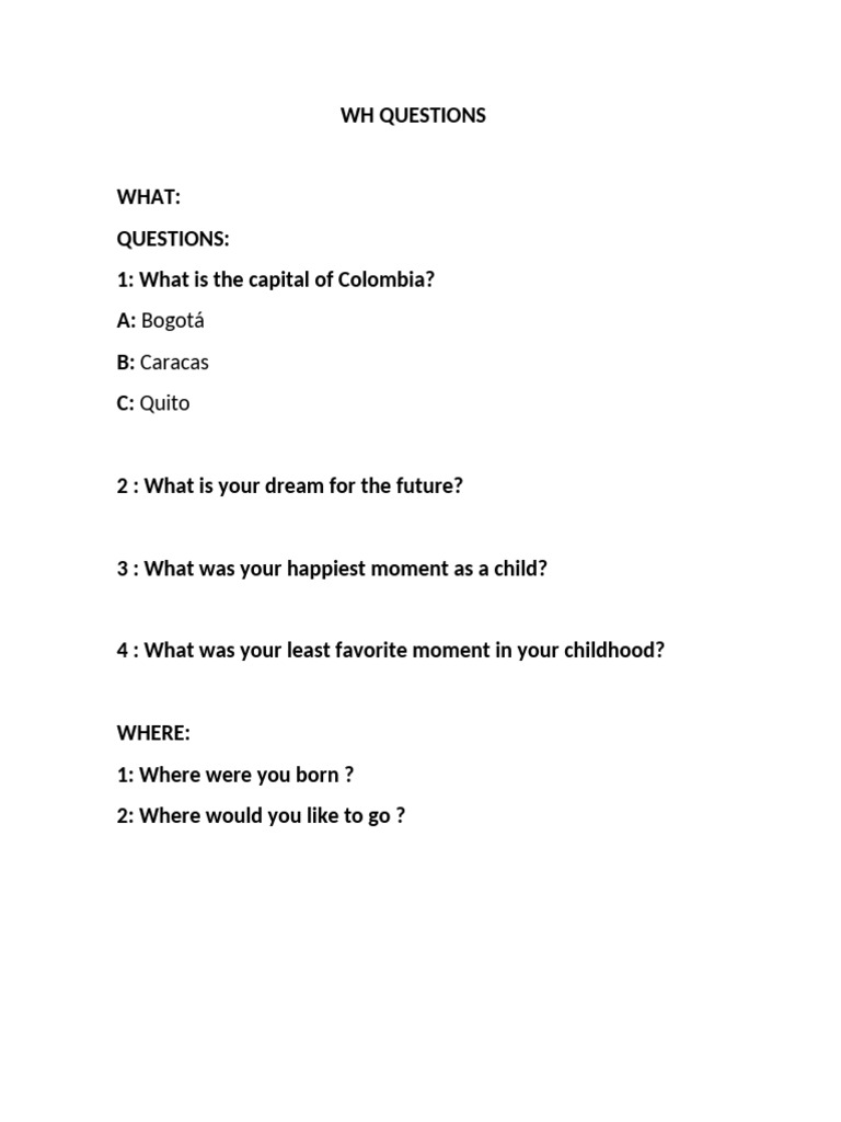 WH Questions for Conversation Practice | PDF