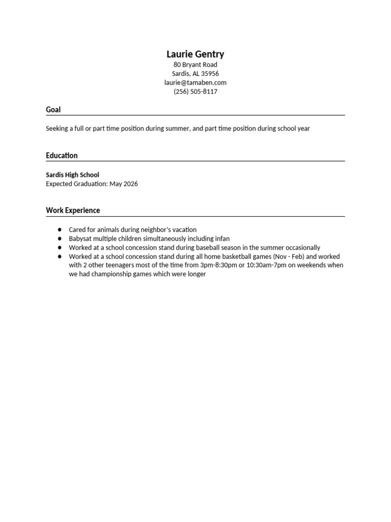 Laurie Gentry Resume | PDF
