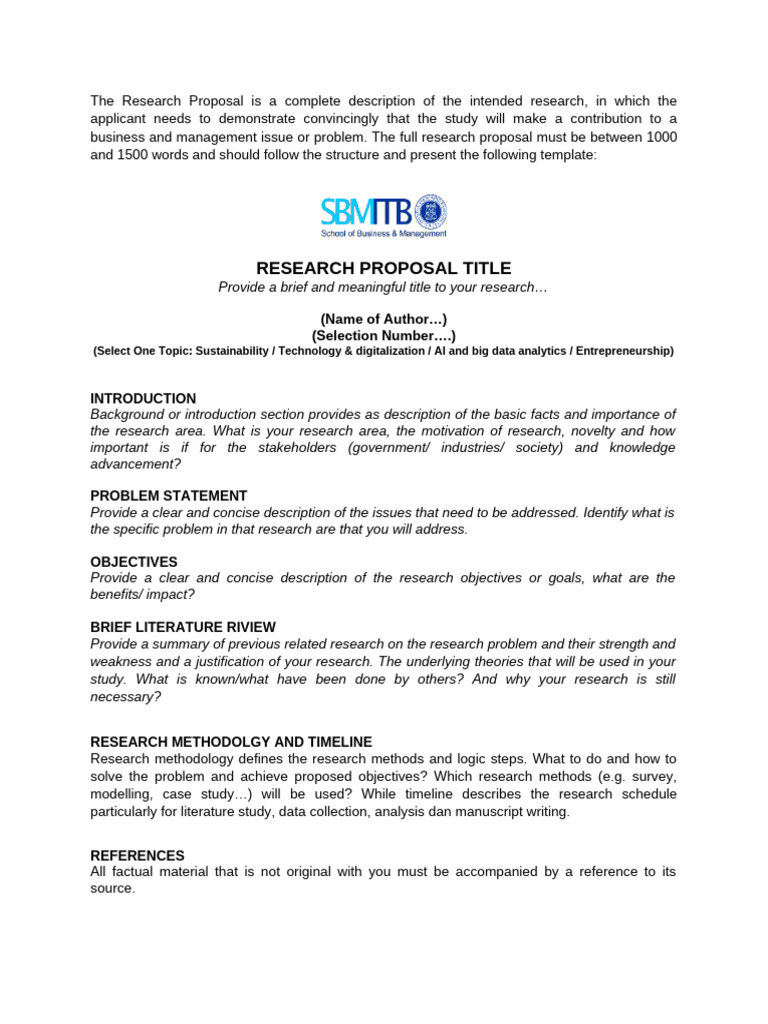 Template Research Proposal MSMDSM Program 1 | PDF