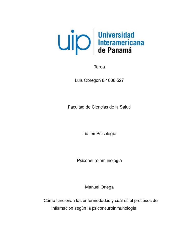 El Procesos de Inflamación Según La Psiconeuroinmunología Luis Obregon | PDF | Inflamación ...