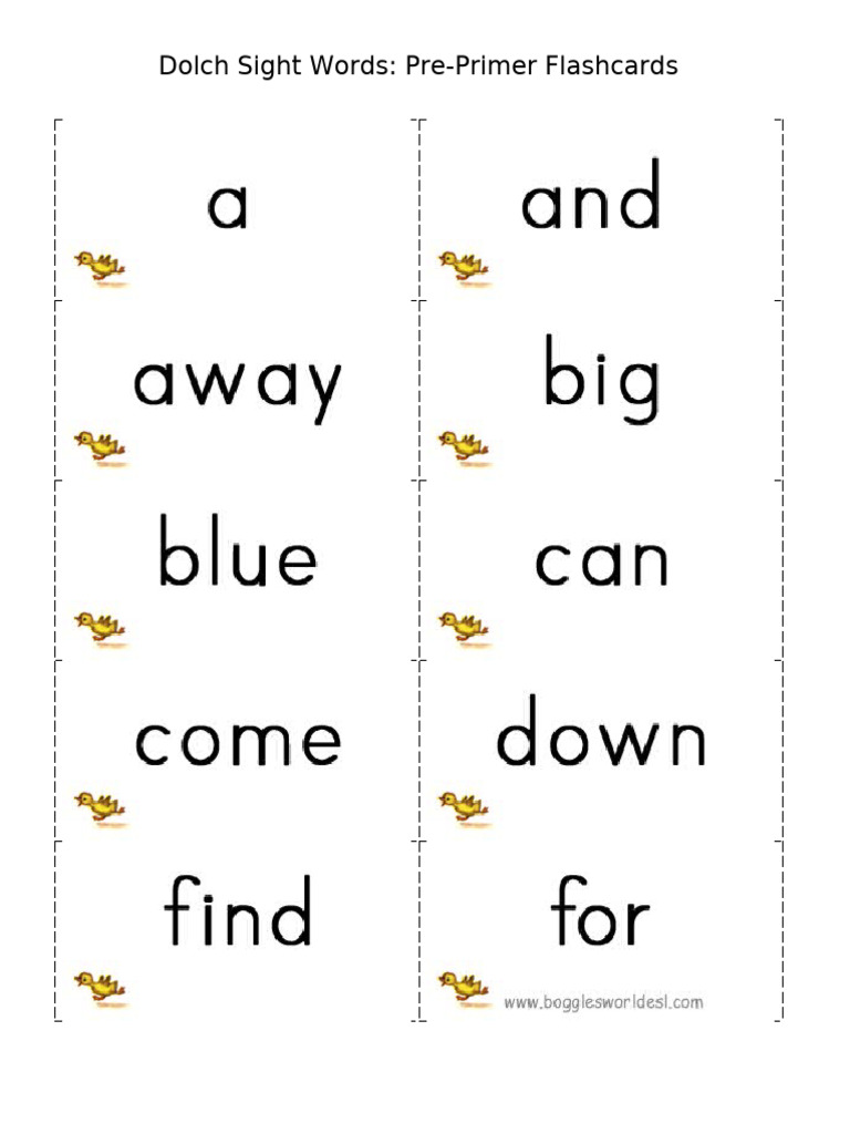 Pre Primer Flashcards | PDF