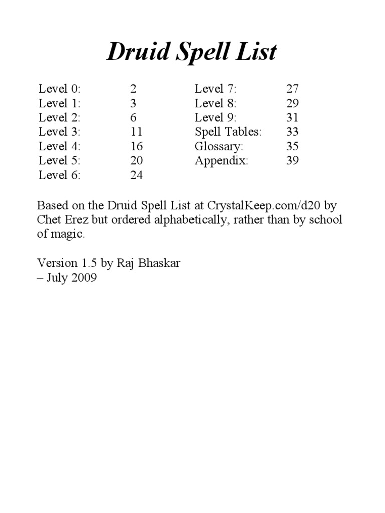 Complete Druid Spell Book | PDF | Magic (Paranormal) | Nature