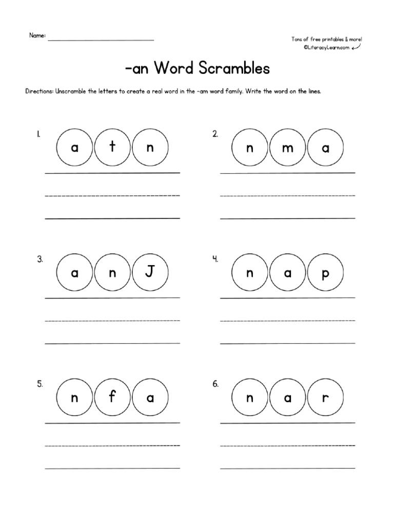 An Word Scrambles LiteracyLearn | PDF