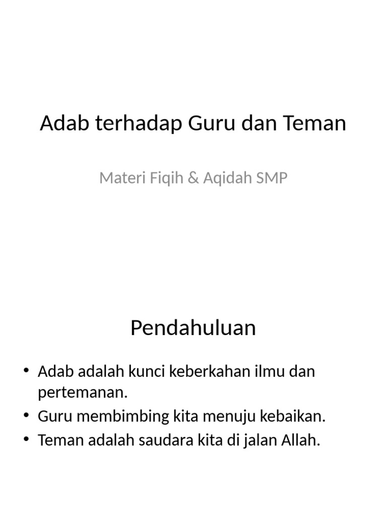 Adab Guru Teman SMP | PDF