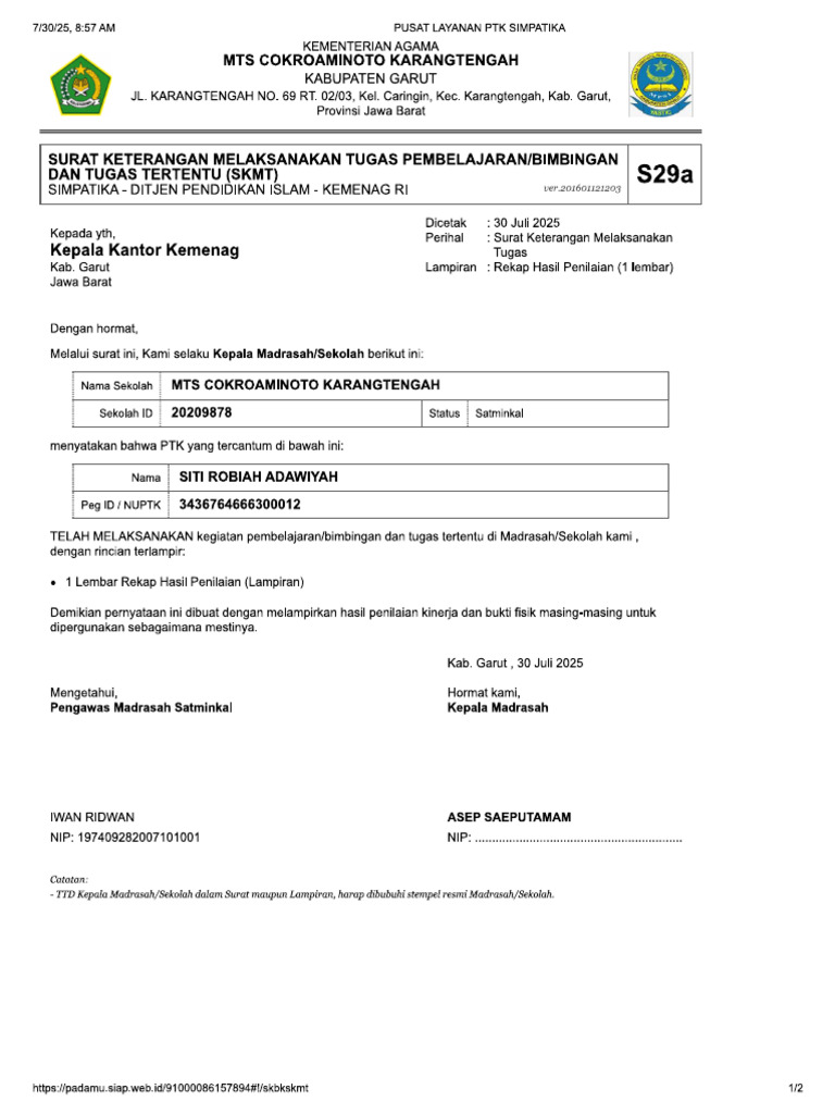 SKBK Siti Robiah 2025 | PDF