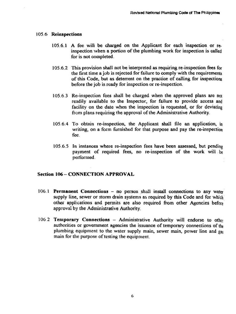 Plumbing Code Inspection Fees and Rules | PDF | Plumbing