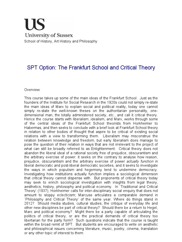Critical Theory and the Frankfurt School: An Overview of Key Concepts ...