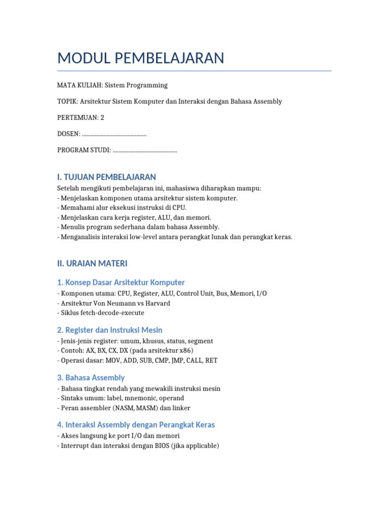 02 Modul - Arsitektur - Dan - Assembly | PDF