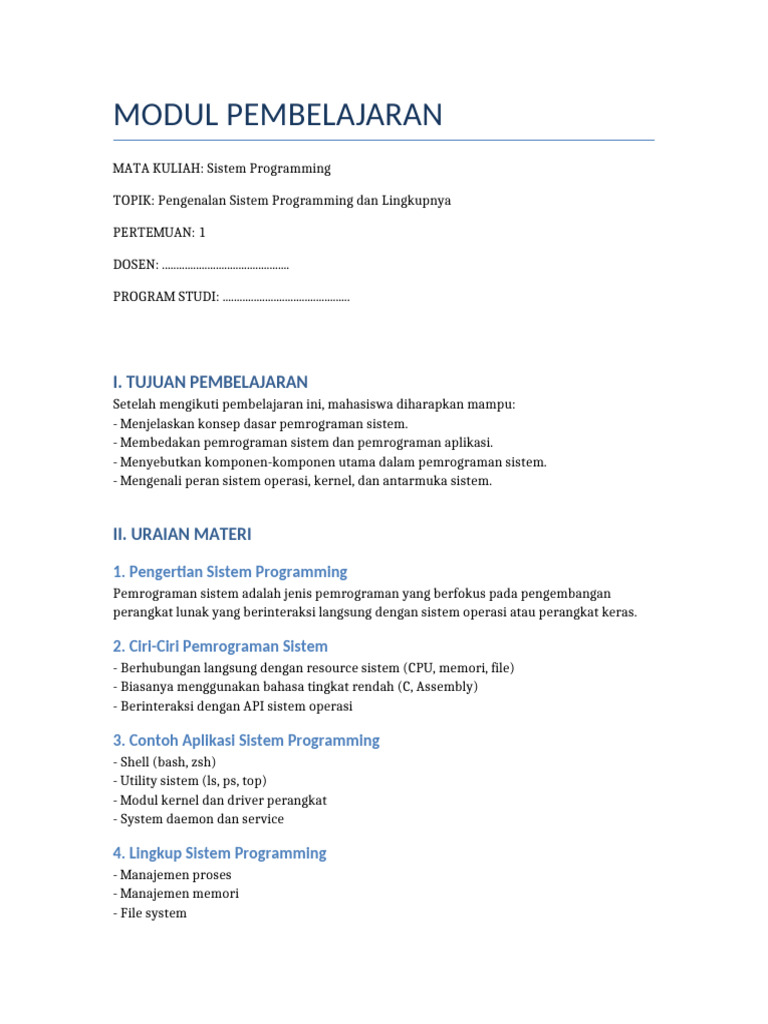 01 Modul_Pengenalan_Sistem_Programming | PDF