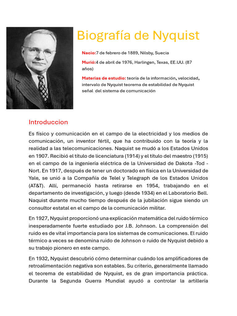 Biografía de Harry Nyquist | PDF