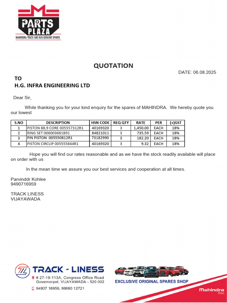 HG Infra Quo-6.8.25 | PDF