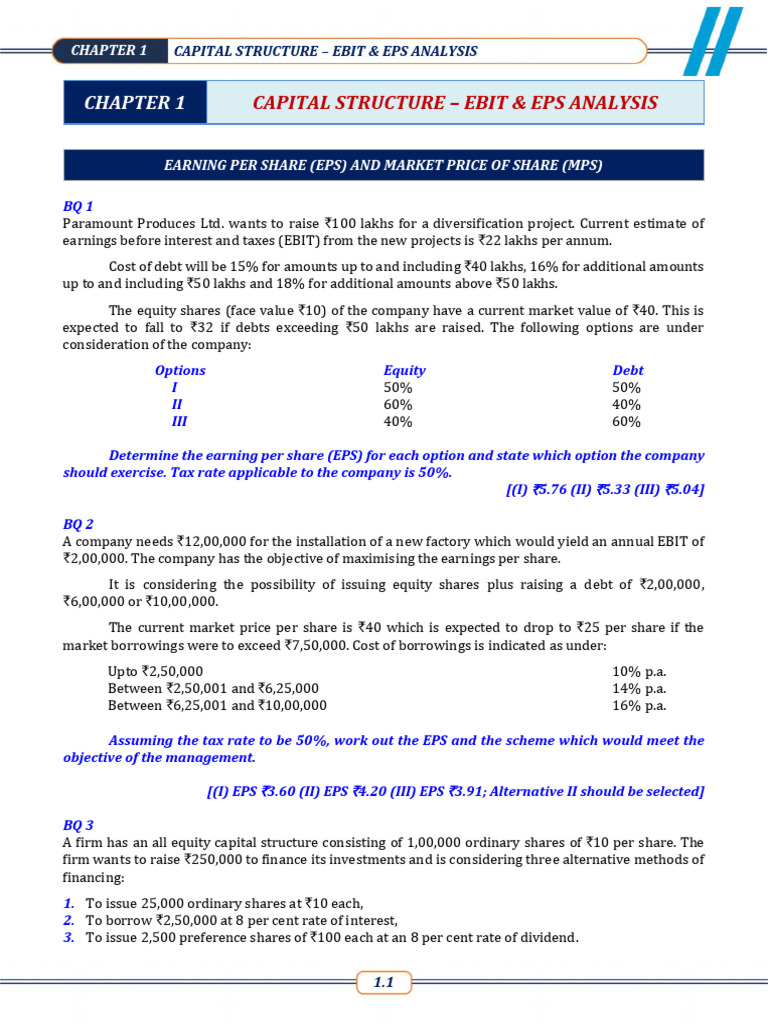 EPS Maximization Strategies in Finance | PDF | Capital Structure ...