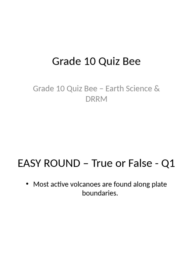Grade10 QuizBee Presentation | PDF | Plate Tectonics | Earthquakes