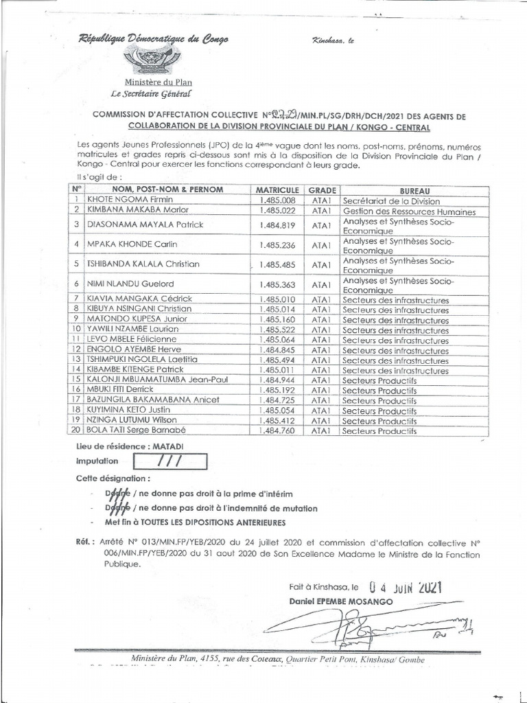 Commission d'Affectation Plan | PDF